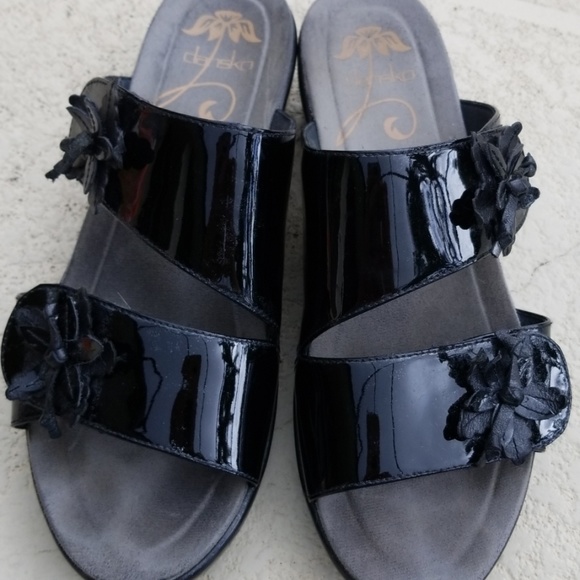 Dansko | Shoes | Dansko Patent Leather Velcro Slides | Poshmark